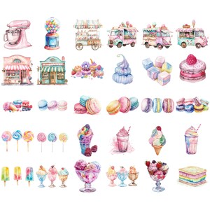 Watercolor Sweet Shop Clipart | Watercolor Sweets Clipart | Dessert ...