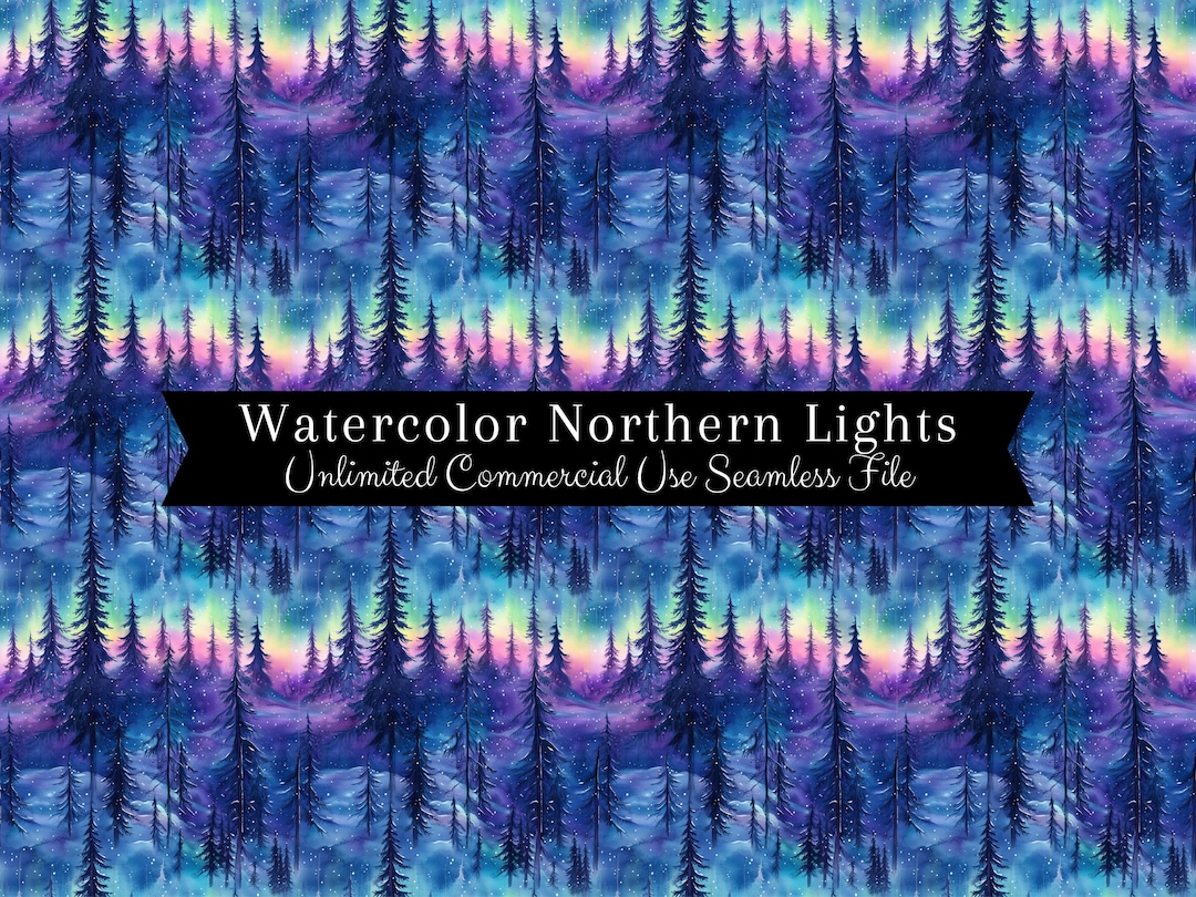 Northern Lights Seamless File, Digital Fabric Design, Printable Pattern ...