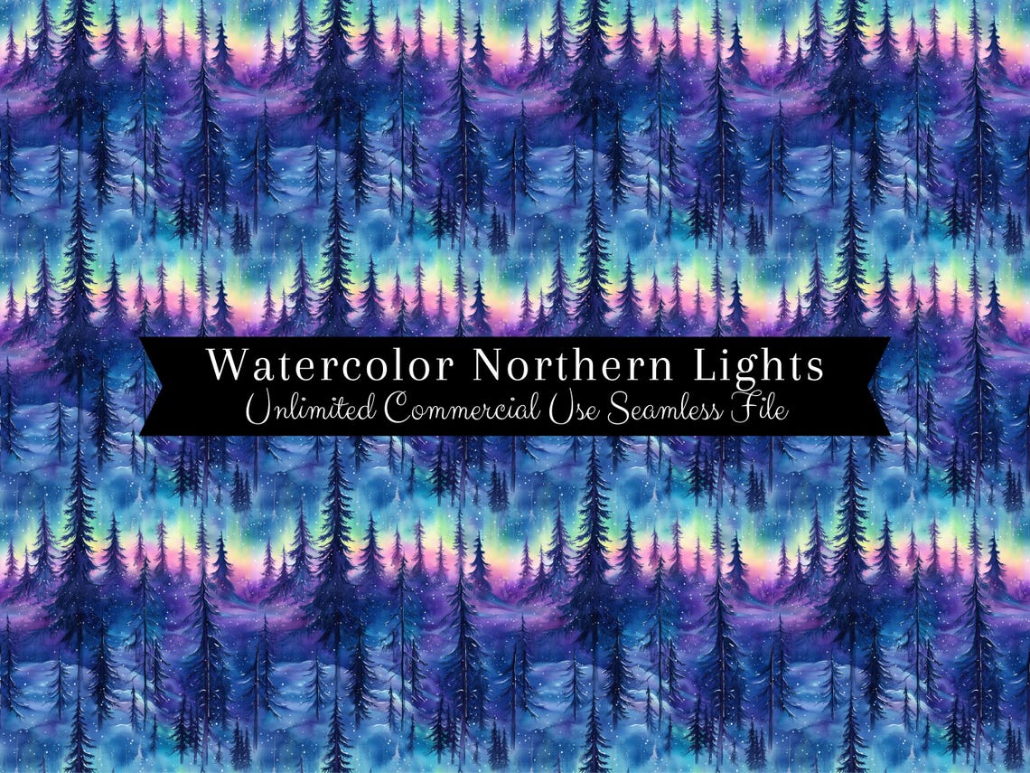 Northern Lights Seamless File, Digital Fabric Design, Printable Pattern ...