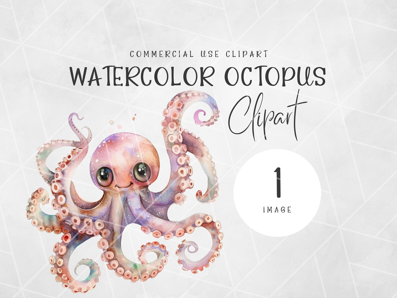 Baby Octopus Watercolor Clipart | Watercolor Ocean Life Clipart | Sea ...