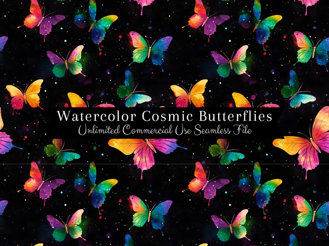 Seamless Watercolor Smoke Rainbow Butterfly Pattern Watercolor ...