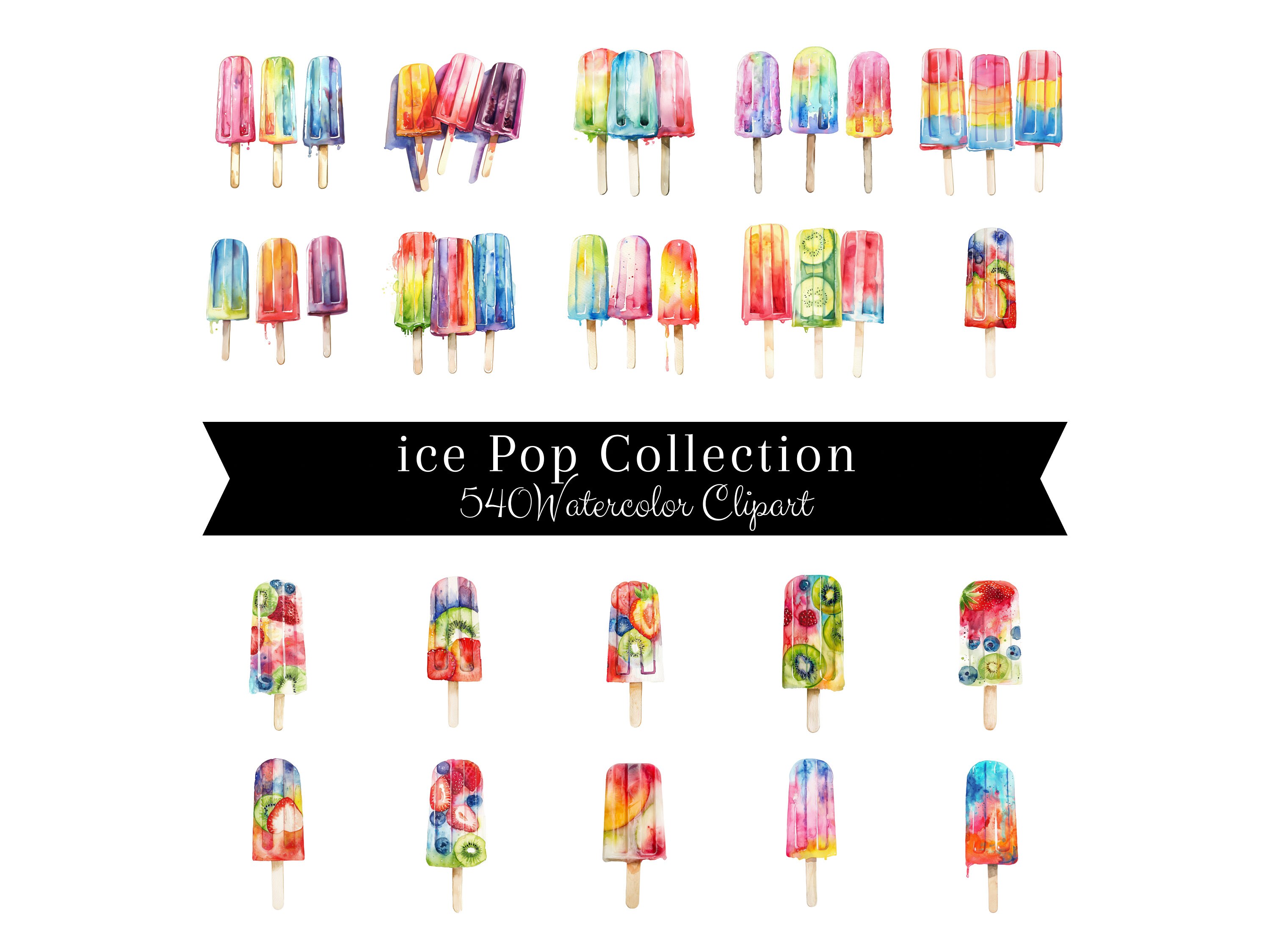 Fruity Popsicle Clipart Instant Download Summer Clipart Commercial Use ...