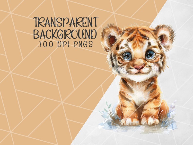 Watercolor Sweet Baby Tiger Clipart | Baby Animals Png | Nursery Wall ...