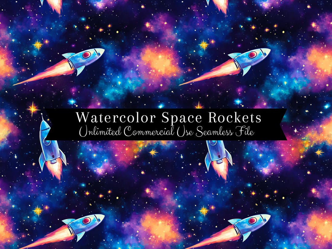 Outer Space Rocket Seamless File, Digital Paper Patterns for Cosmic ...