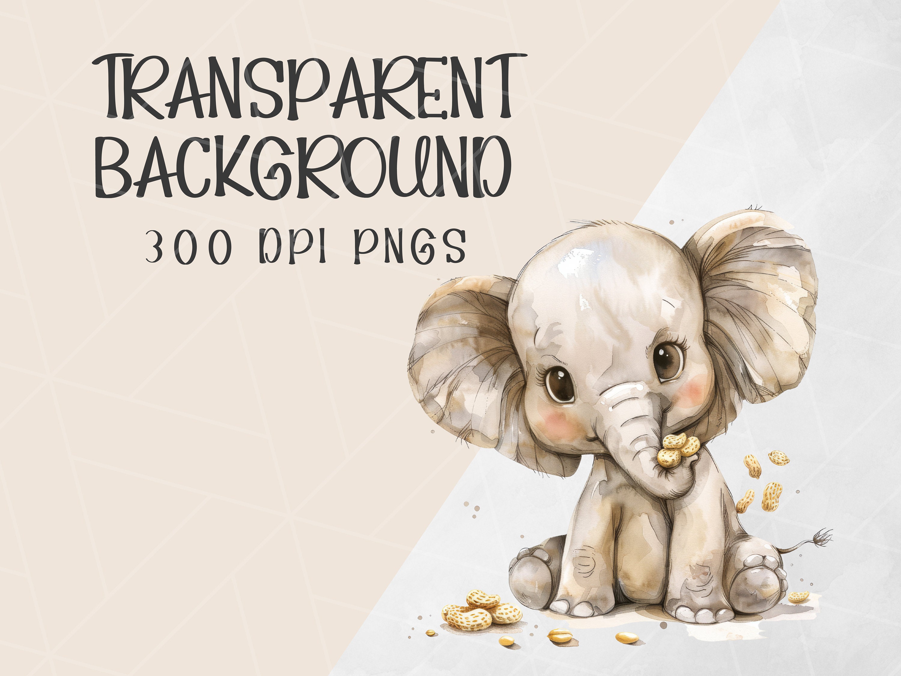 Watercolor Elephant Clipart Baby Animal Clipart Elephant Watercolor ...