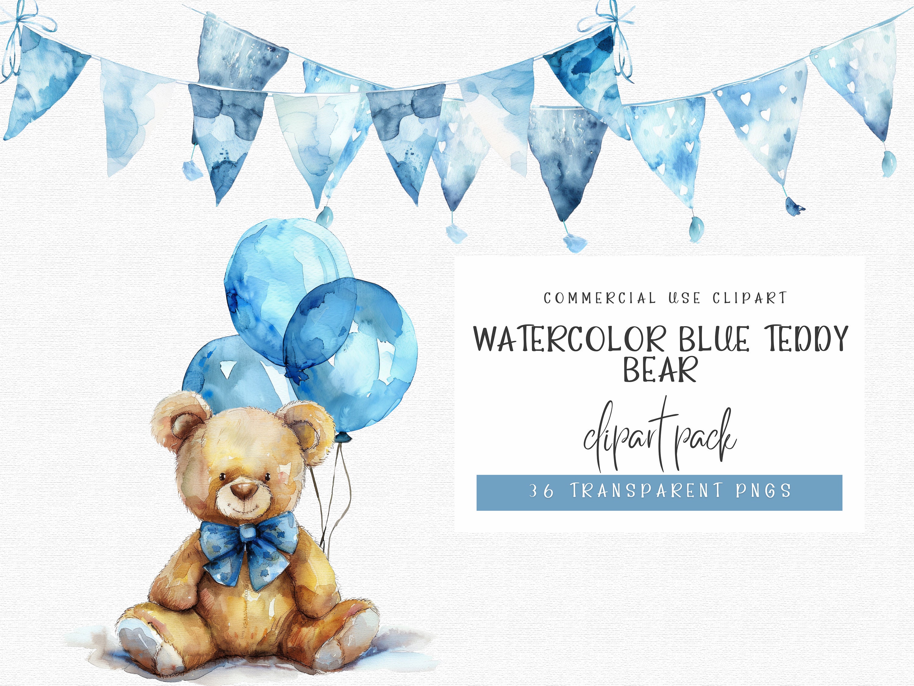 Watercolor Boy Teddy Bear Clipart | Baby Boy Watercolor Clipart ...