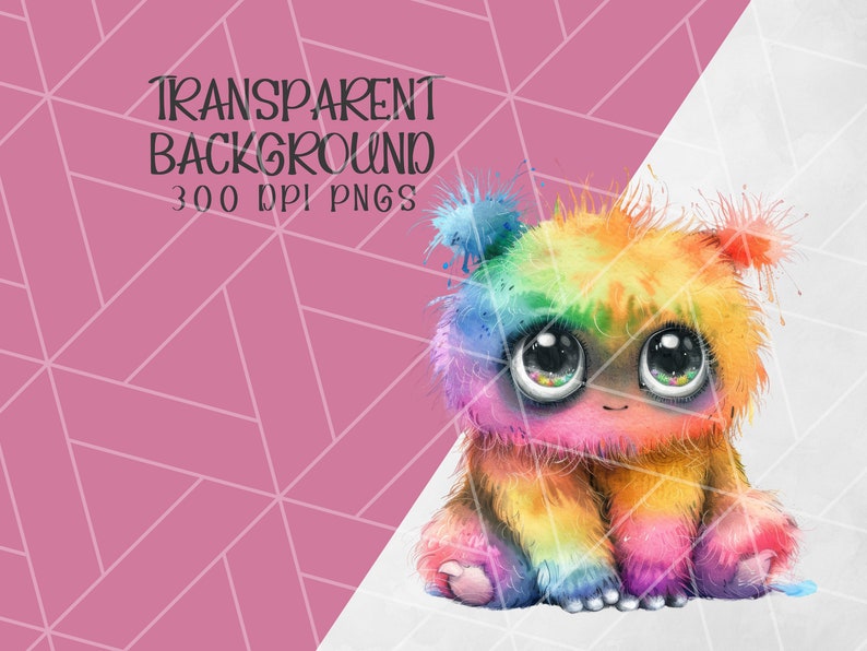 Watercolor Rainbow Baby Monsters Clipart | Baby Monster Clipart ...