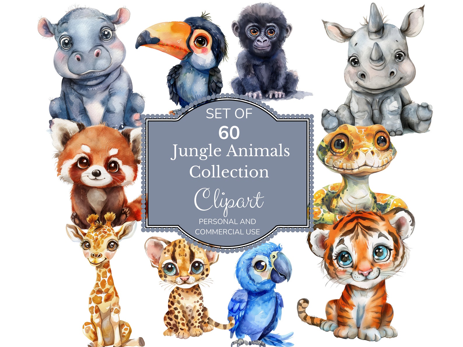 Baby Safari Animals Png | Cute Baby Shower Nursery Decor | Baby Shower ...