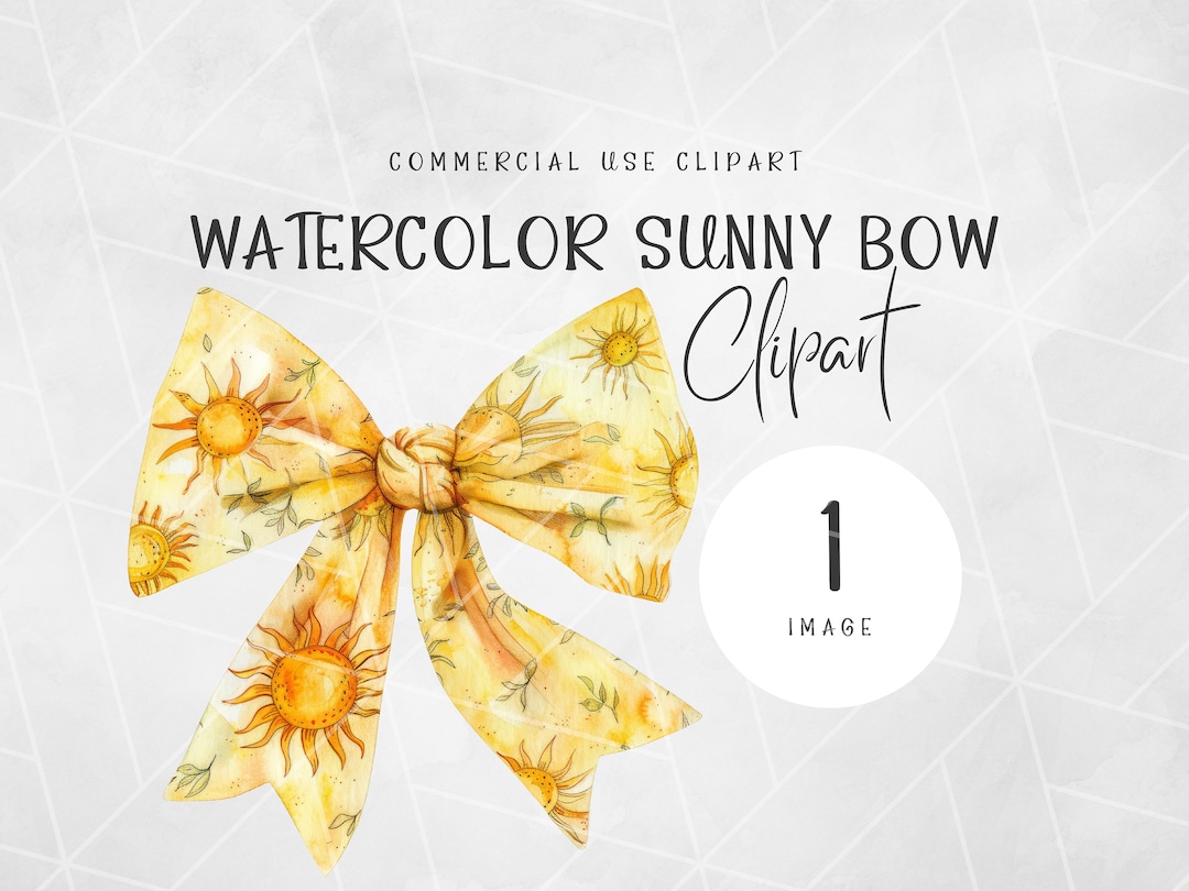 Watercolor Coquette Sunshine Bow Clipart | Summer Print Bow Clipart ...