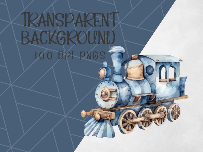 Watercolor Vintage Baby Boy Train Clipart Baby Boy Clipart Nursery Wall ...
