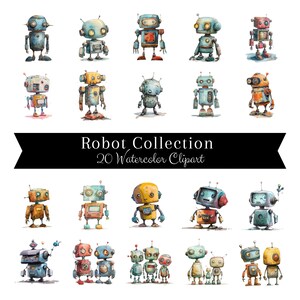 Cute Robot Watercolor Clip Art | Commercial Use | Transparent Pngs ...