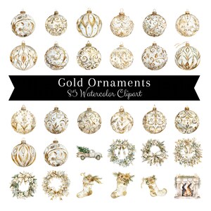 Watercolor Gold Christmas Clipart Holiday Clipart Winter Clipart ...