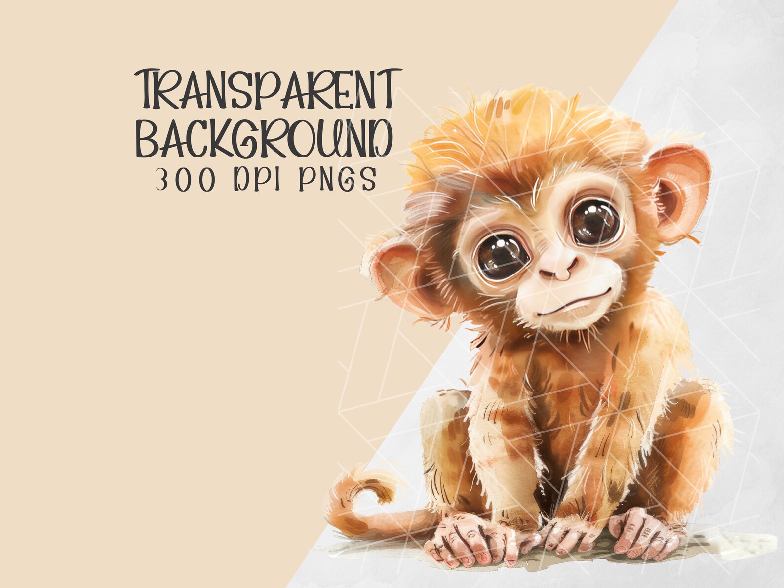 Watercolor Baby Monkey Clipart | Safari Jungle Clipart | Nursery ...