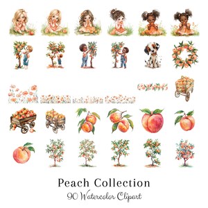 Watercolor Peach Bundle Clipart | Peach Baby Shower Clipart | Nursery ...