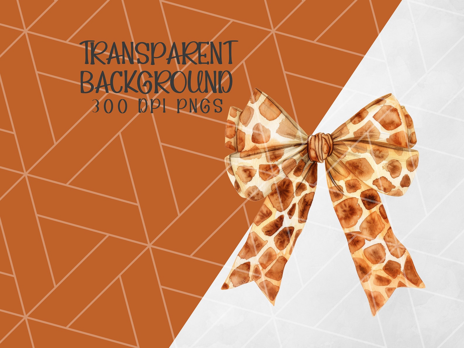 Watercolor Coquette Giraffe Bow Clipart | Animal Print Bow Clipart ...