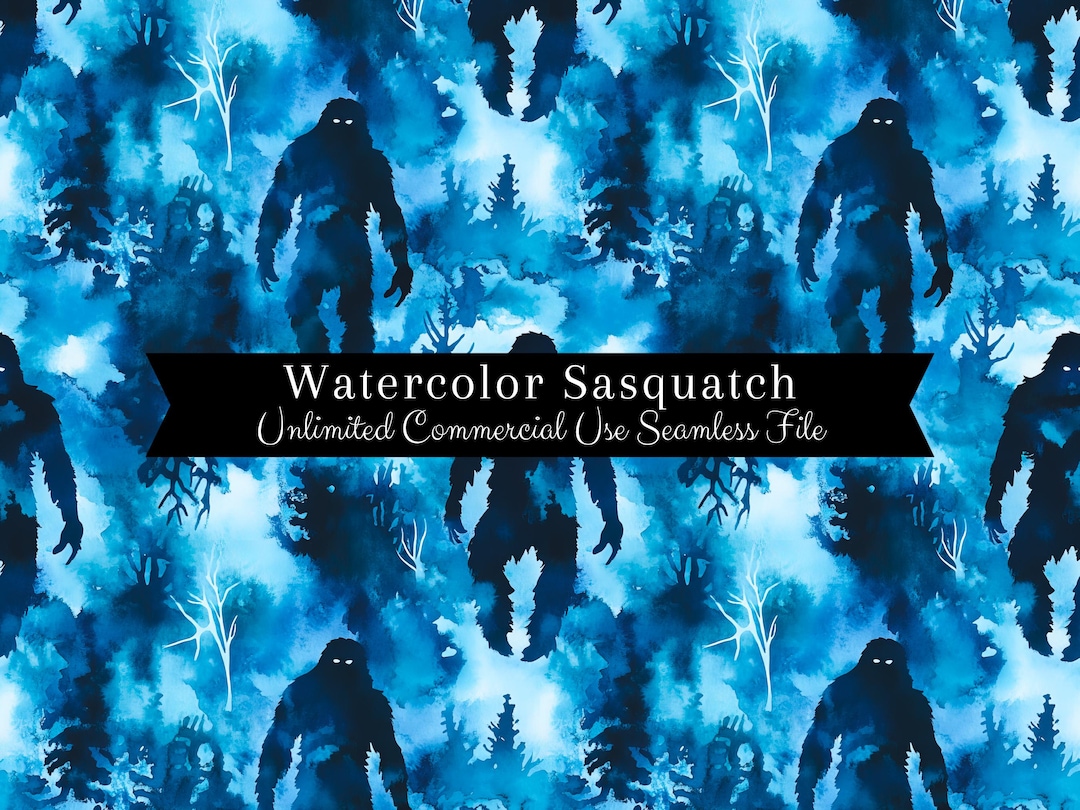 Watercolor Sasquatch Seamless Print | Big Foot Seamless Pattern ...