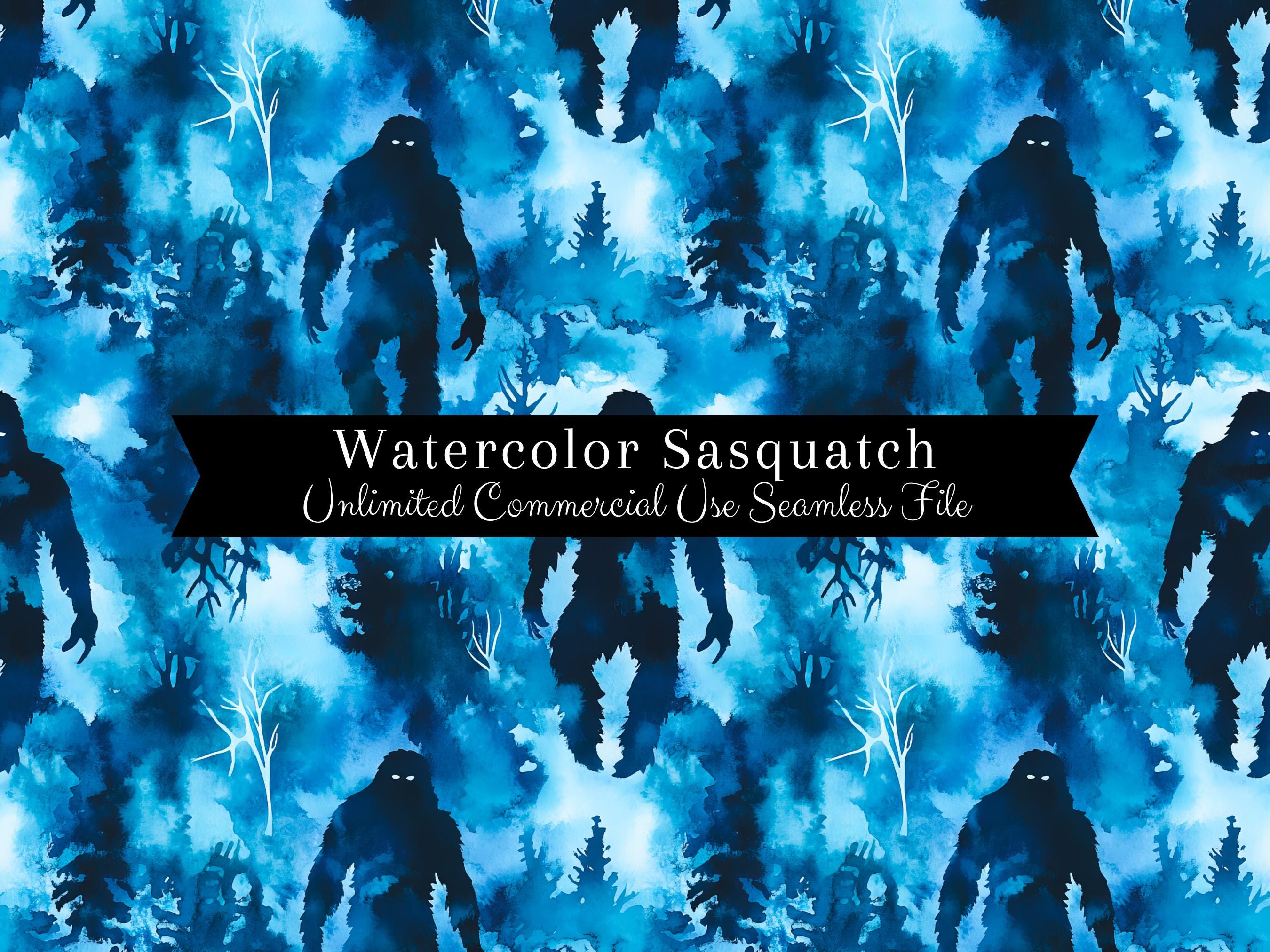 Watercolor Sasquatch Seamless Print | Big Foot Seamless Pattern ...