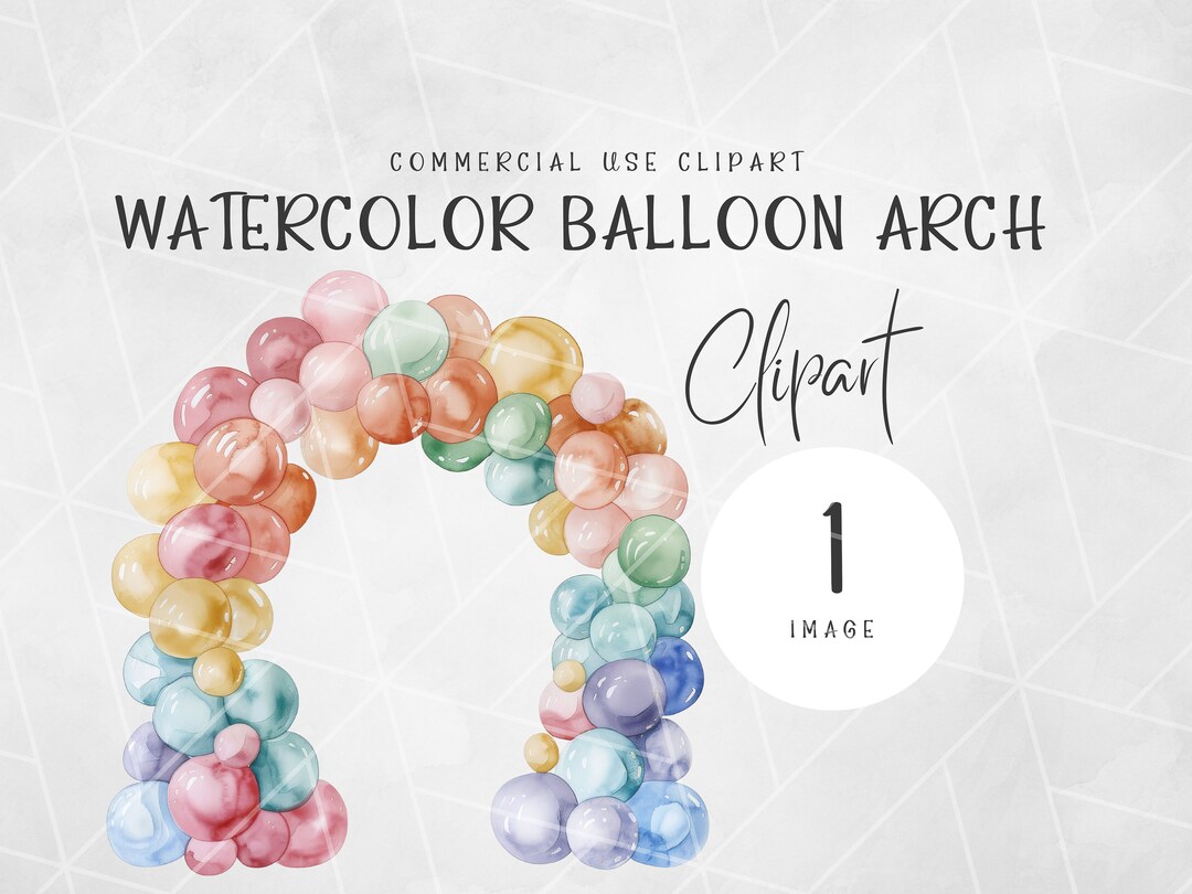 Watercolor Rainbow Balloon Clipart | Birthday Party Clipart | Balloon ...