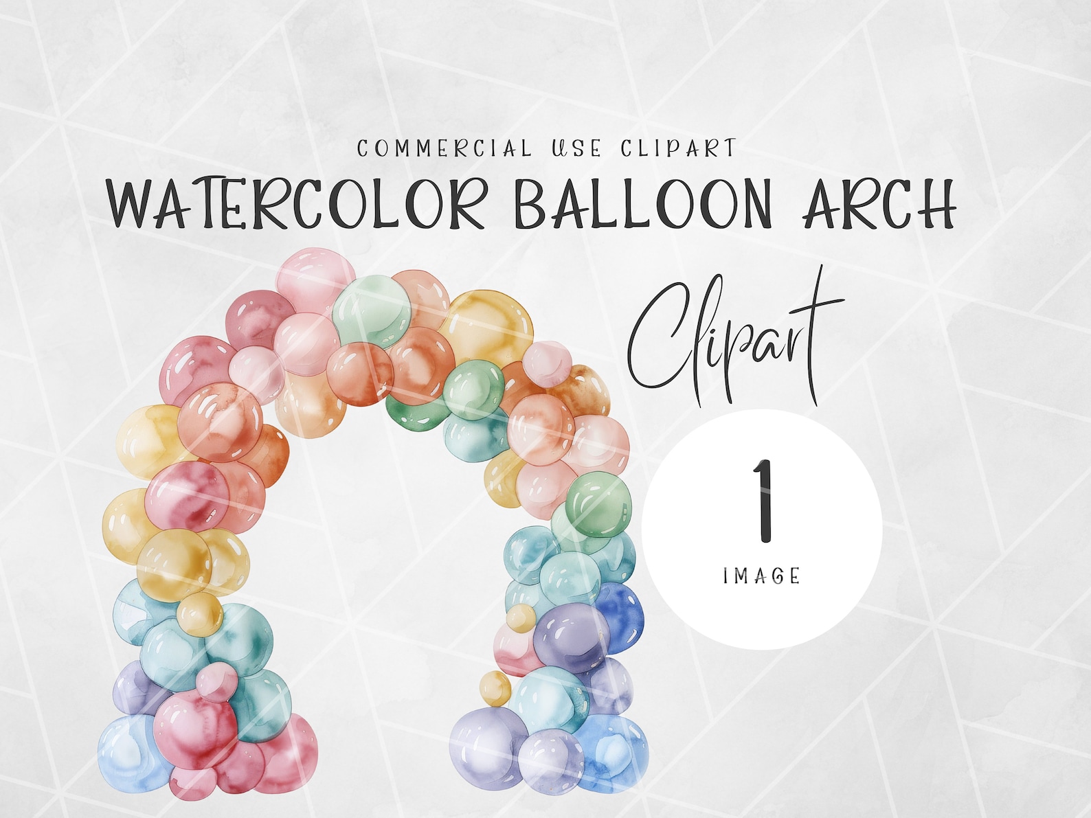 Watercolor Rainbow Balloon Clipart | Birthday Party Clipart | Balloon ...