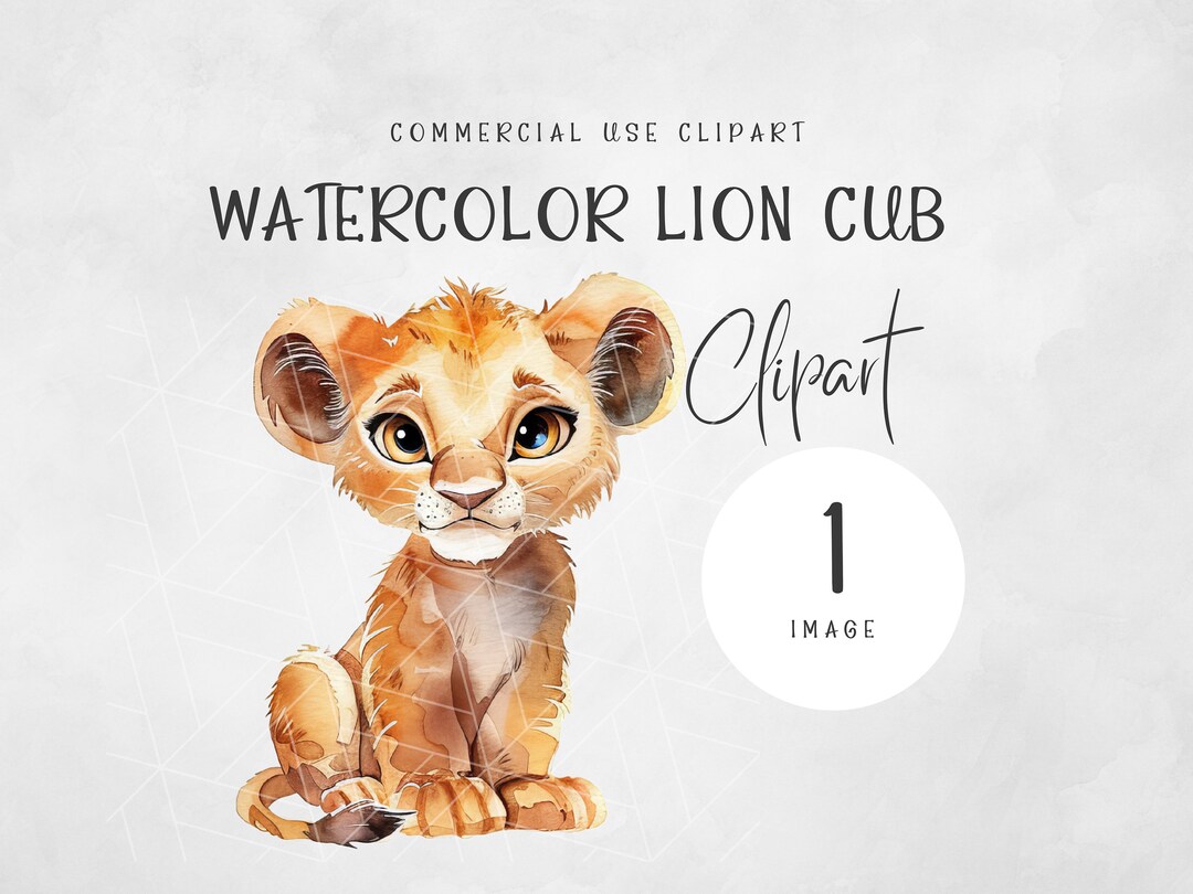 Watercolor Baby Lion Clipart | Baby Animals Png | Nursery Wall Art ...