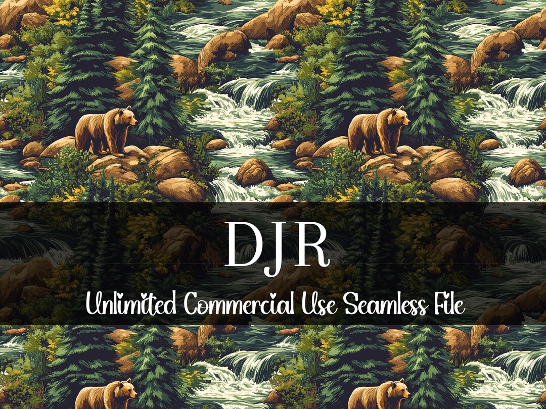 Seamless Wildlife Grizzly Bear Pattern | Watercolor Bears | Hunting ...