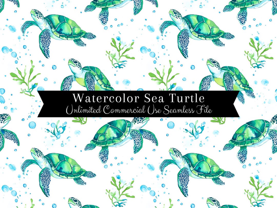 Sea Turtle Seamless Pattern | Watercolor Sea Turtle Digital Paper ...