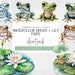 Watercolor Cute Baby Frog Clipart Frog on Lily Pad Pond Clipart Animal ...