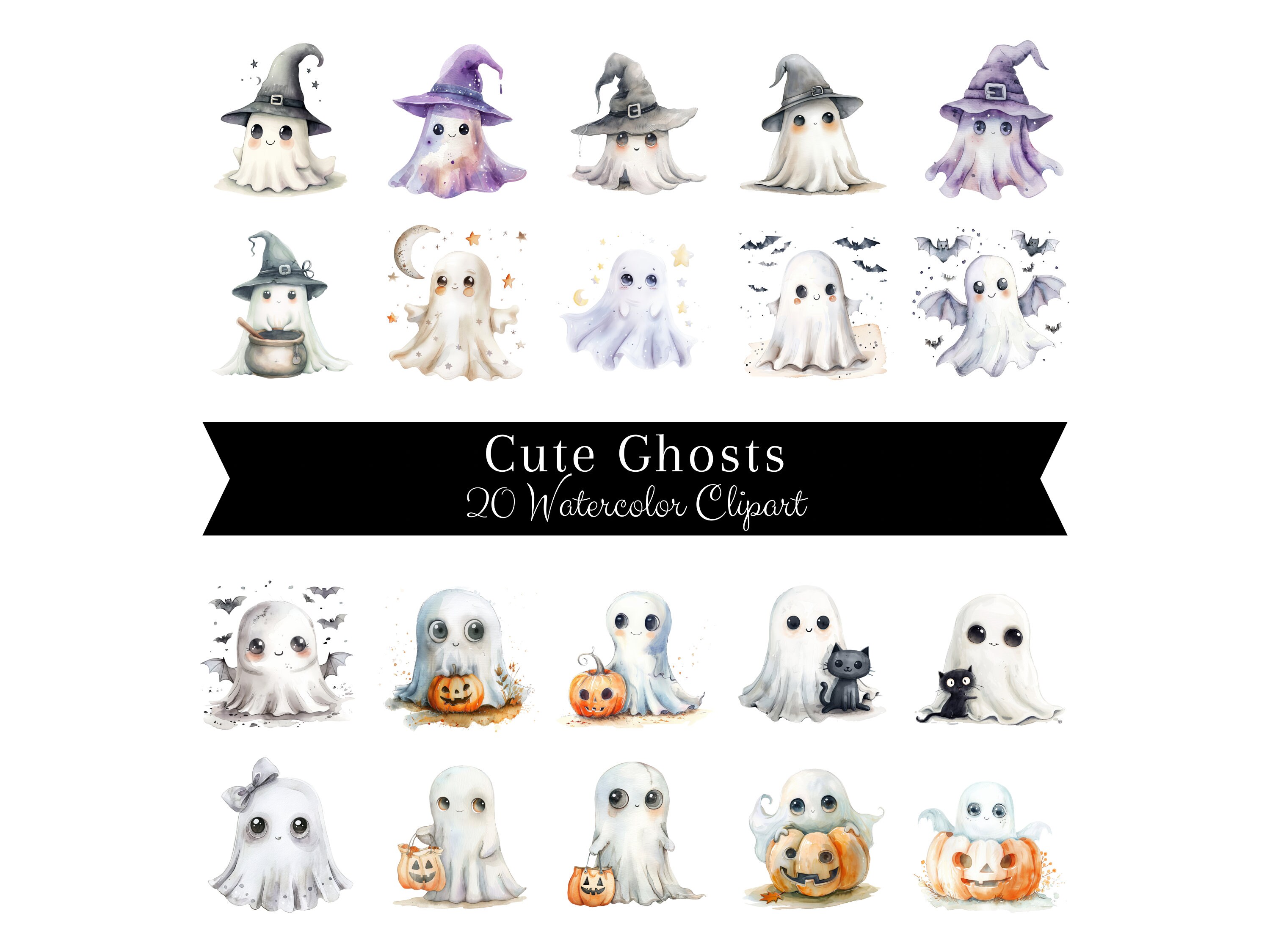 Cute Ghost Clipart Spooky Vibes PNG Halloween Png Digital Download ...