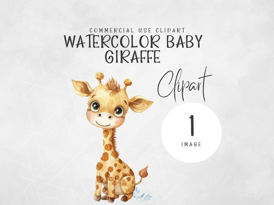 Watercolor Baby Giraffe Clipart Safari Jungle Clipart Nursery Clipart ...