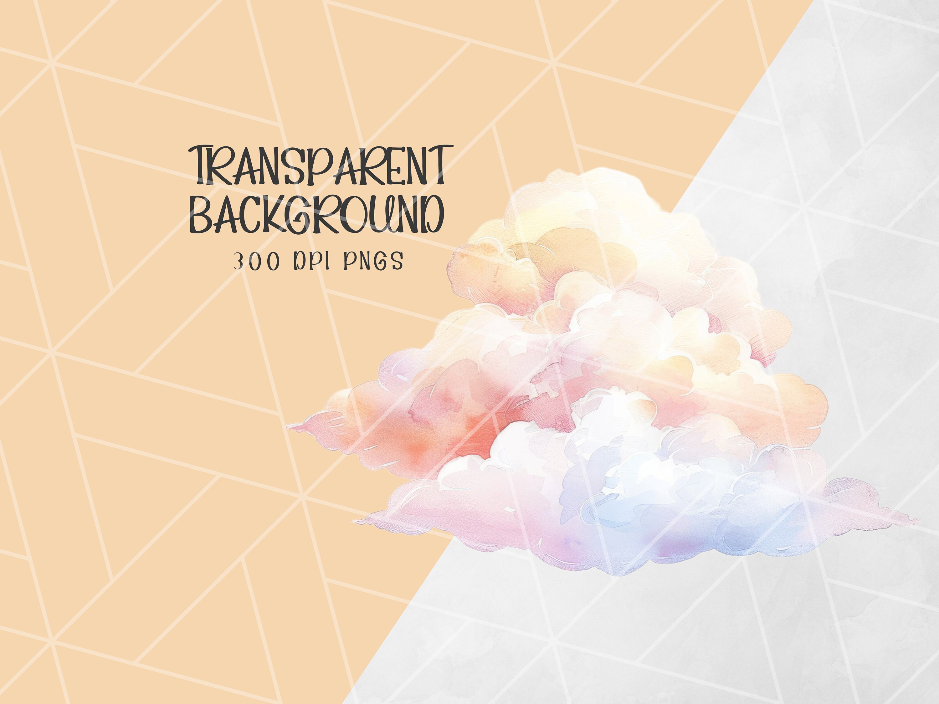 Watercolor Clouds Clipart. Weather Illustration Clipart, Commercial Use ...