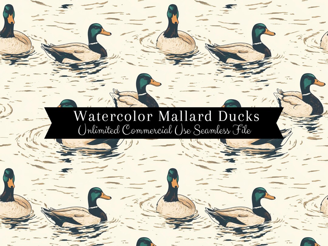 Seamless Mallard Duck Pattern | Watercolor Ducks Print | Hunting ...