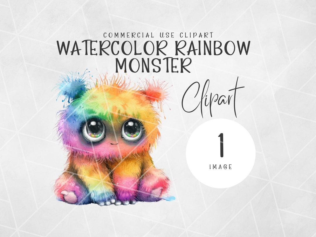 Watercolor Rainbow Baby Monsters Clipart | Baby Monster Clipart ...