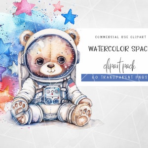 Space Kawaii Watercolor Clipart | Watercolor Planets Clipart | Sun ...