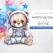 Space Kawaii Watercolor Clipart | Watercolor Planets Clipart | Sun ...
