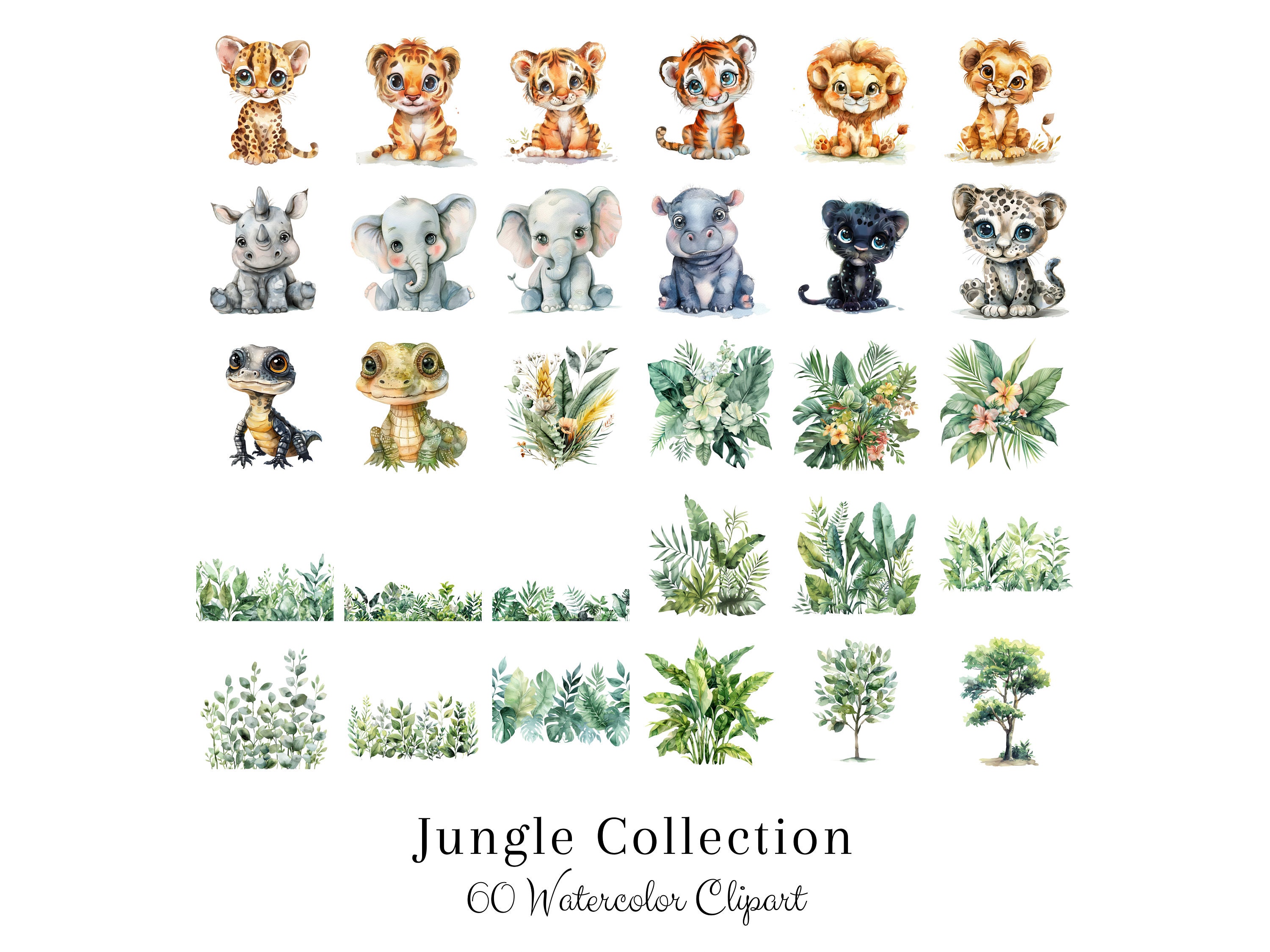 Baby Safari Animals Png Cute Baby Shower Nursery Decor Baby Shower ...