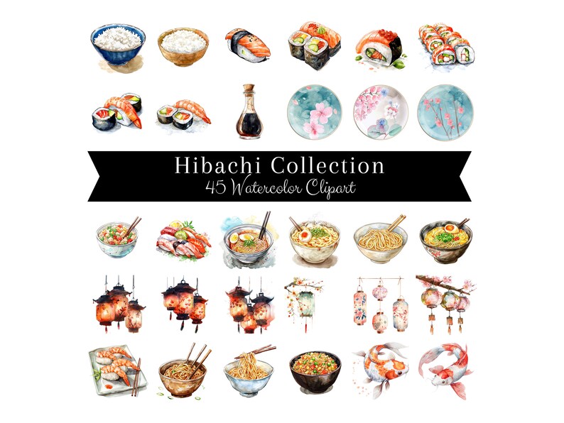 Watercolor Hibachi Clipart | Commercial Use | Hibachi Party Png ...