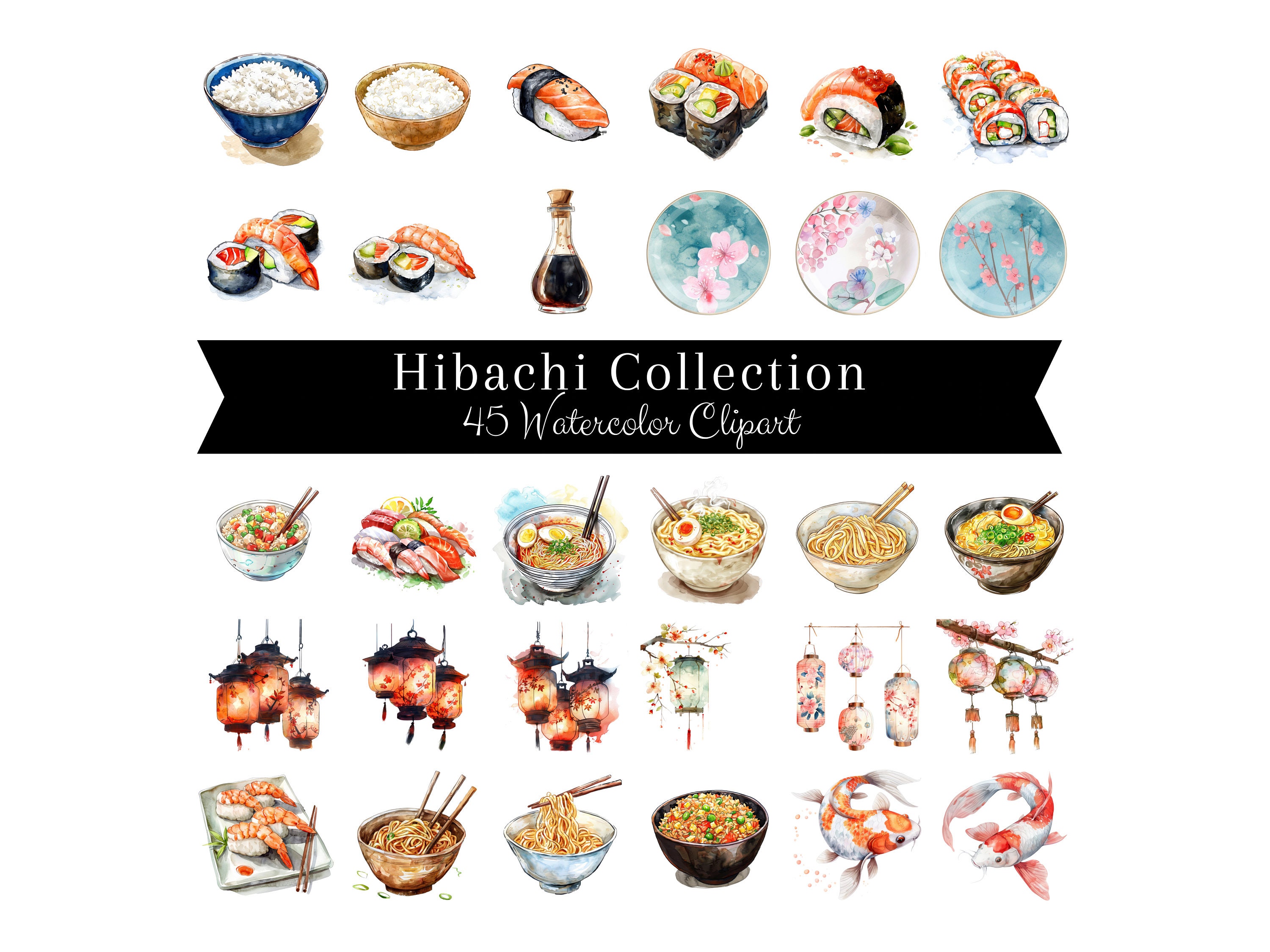 Watercolor Hibachi Clipart | Commercial Use | Hibachi Party Png ...