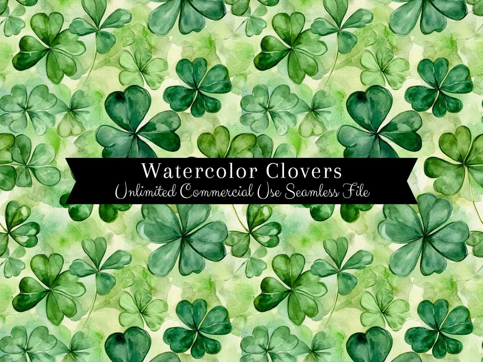 Shamrock Seamless Pattern | Watercolor Four Leaf Clover Digital Paper ...