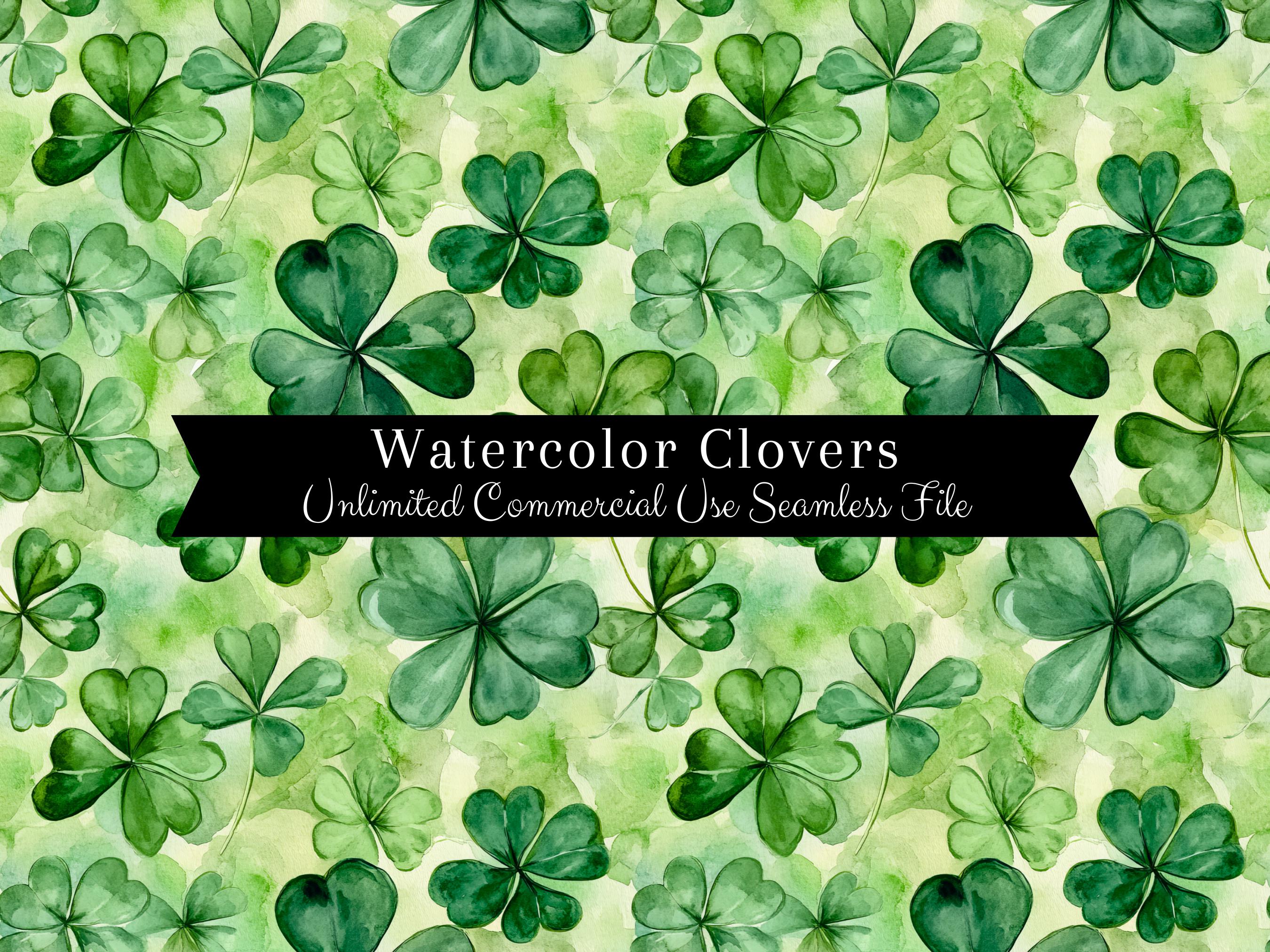 Shamrock Seamless Pattern | Watercolor Four Leaf Clover Digital Paper ...