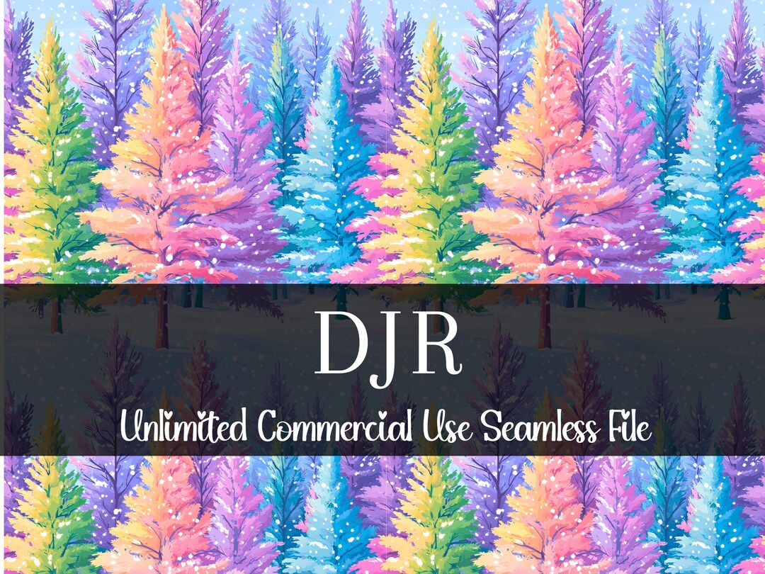 Pastel Rainbow Evergreen Tree Seamless Pattern | Watercolor Holiday ...