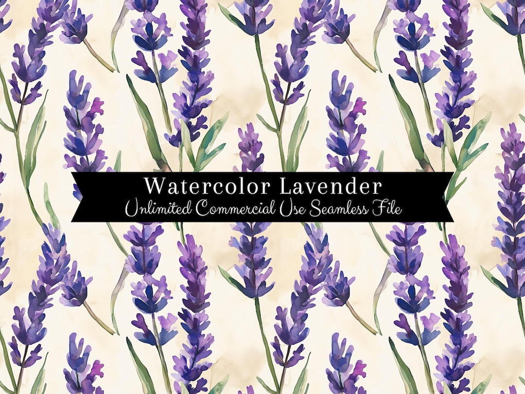 Watercolor Lavender Seamless Print | Floral Seamless Pattern ...