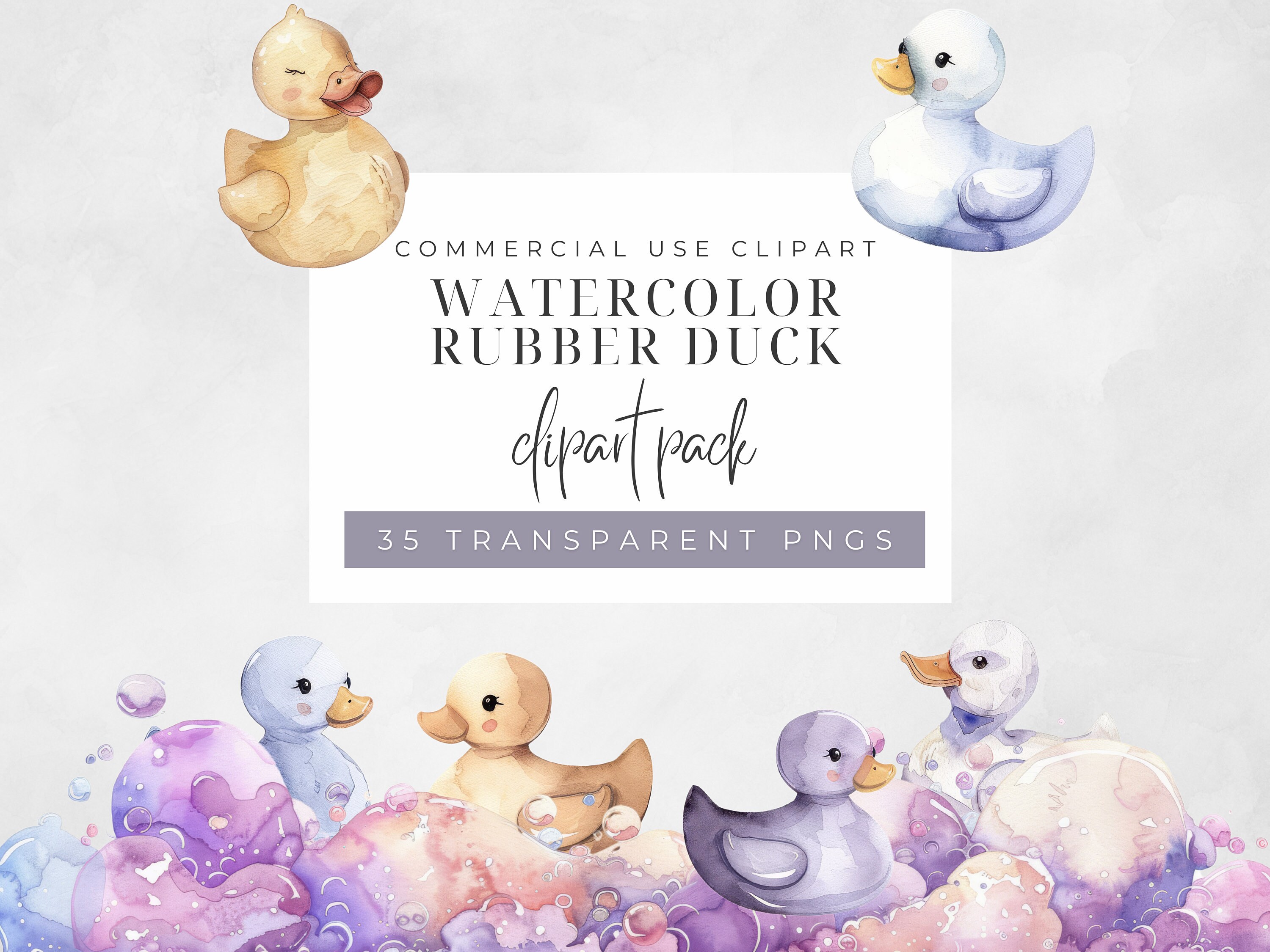 Watercolor Ducky Clipart Bundle | Rubber Duck | Rubber Ducky Clip Art ...
