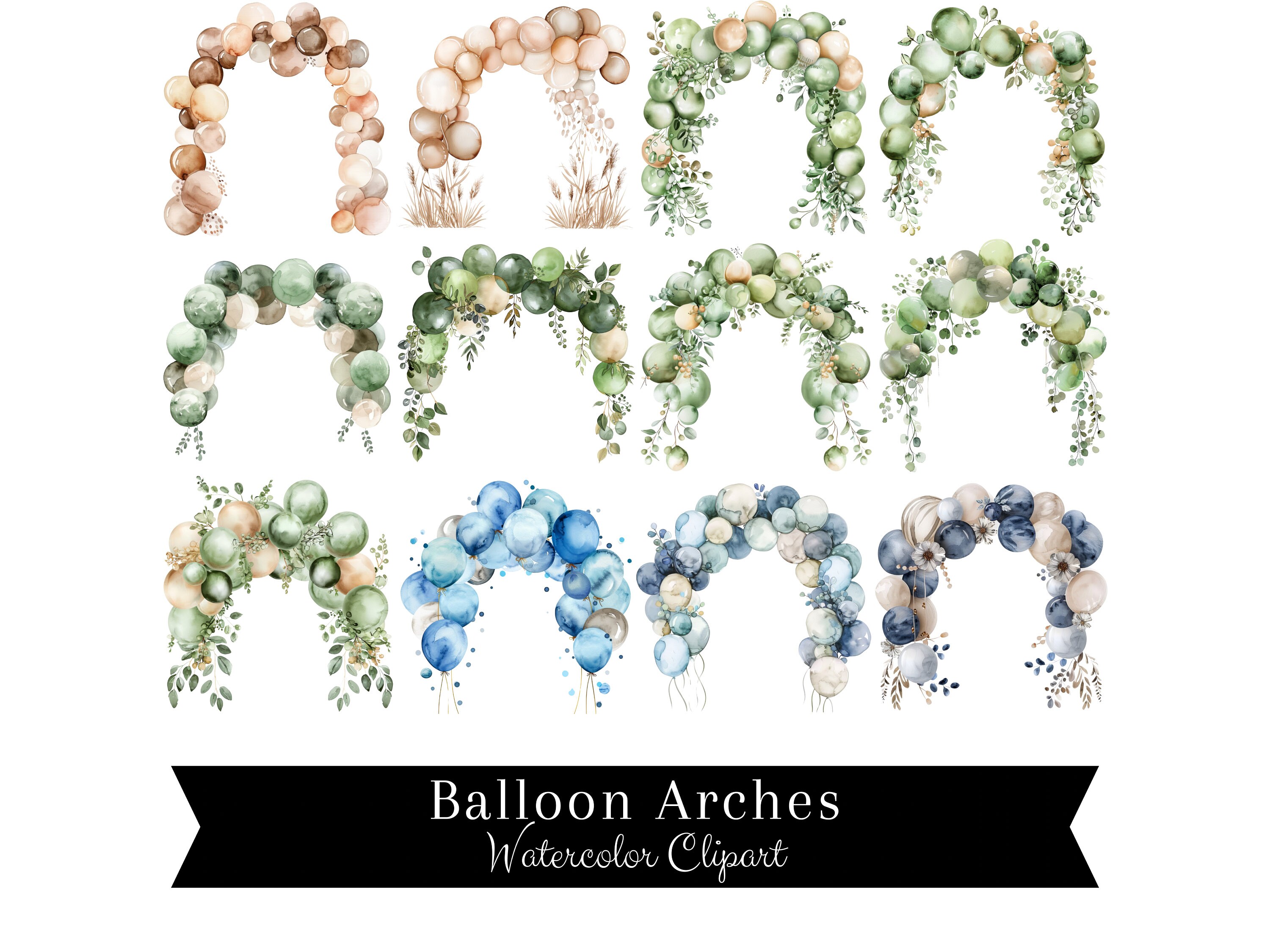 Watercolor Rainbow Balloon Clipart | Birthday Party Clipart | Balloon ...