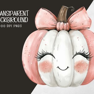 Coquette Bow Pumpkin Watercolor Clipart | Watercolor Pink Pumpkin PNG ...