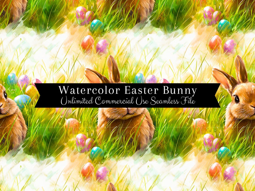 Watercolor Easter Bunny Seamless Print | Easter Eggs Seamless Pattern ...