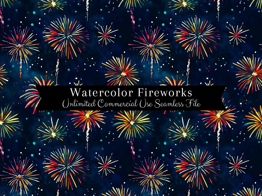 Fireworks Seamless Pattern | Watercolor Celebration Digital Paper ...
