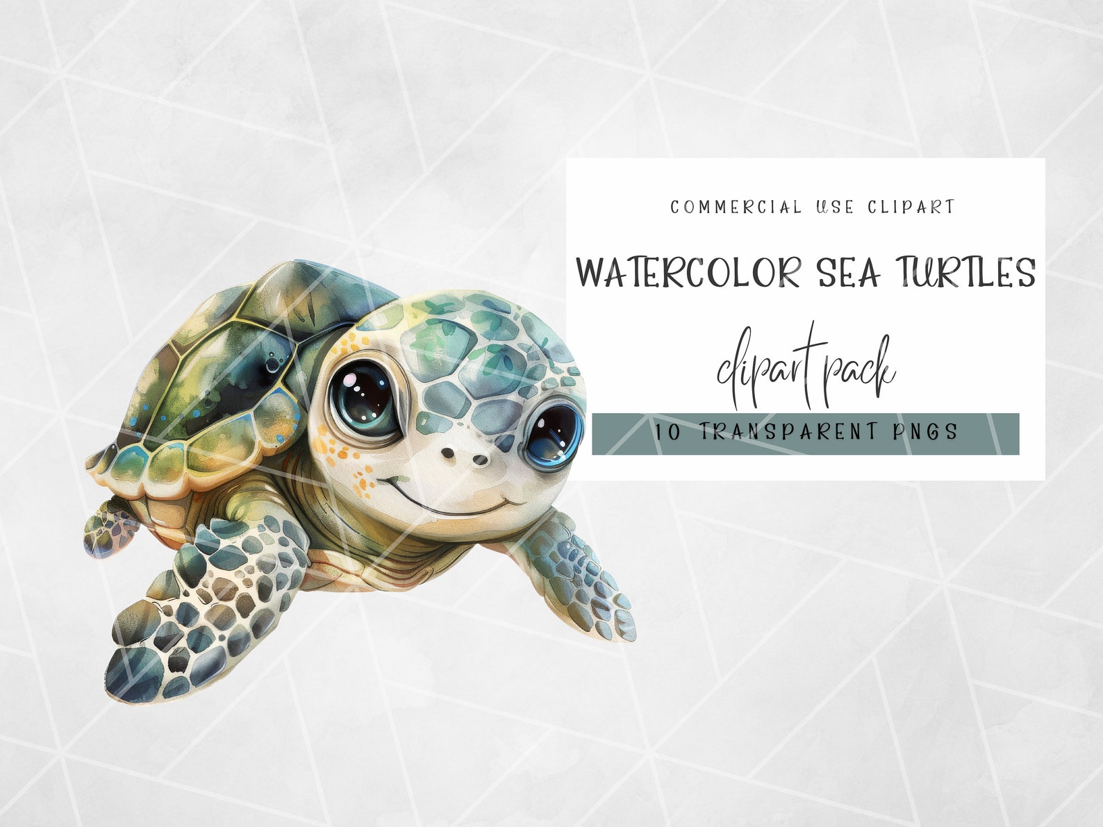 Watercolor Baby Sea Turtle Clipart Bundle | Turtle PNG | Ocean Clip Art ...