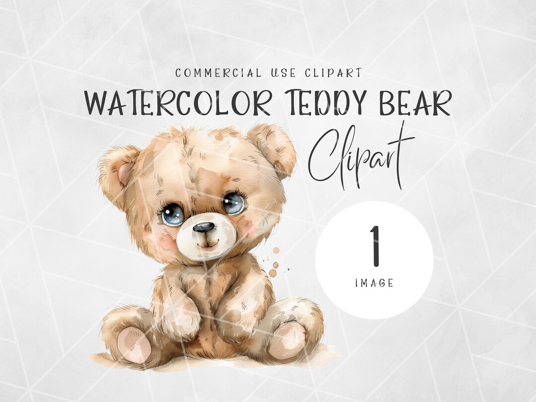 Teddy Bear Watercolor Clipart | Baby Shower Clipart | Commercial Use ...