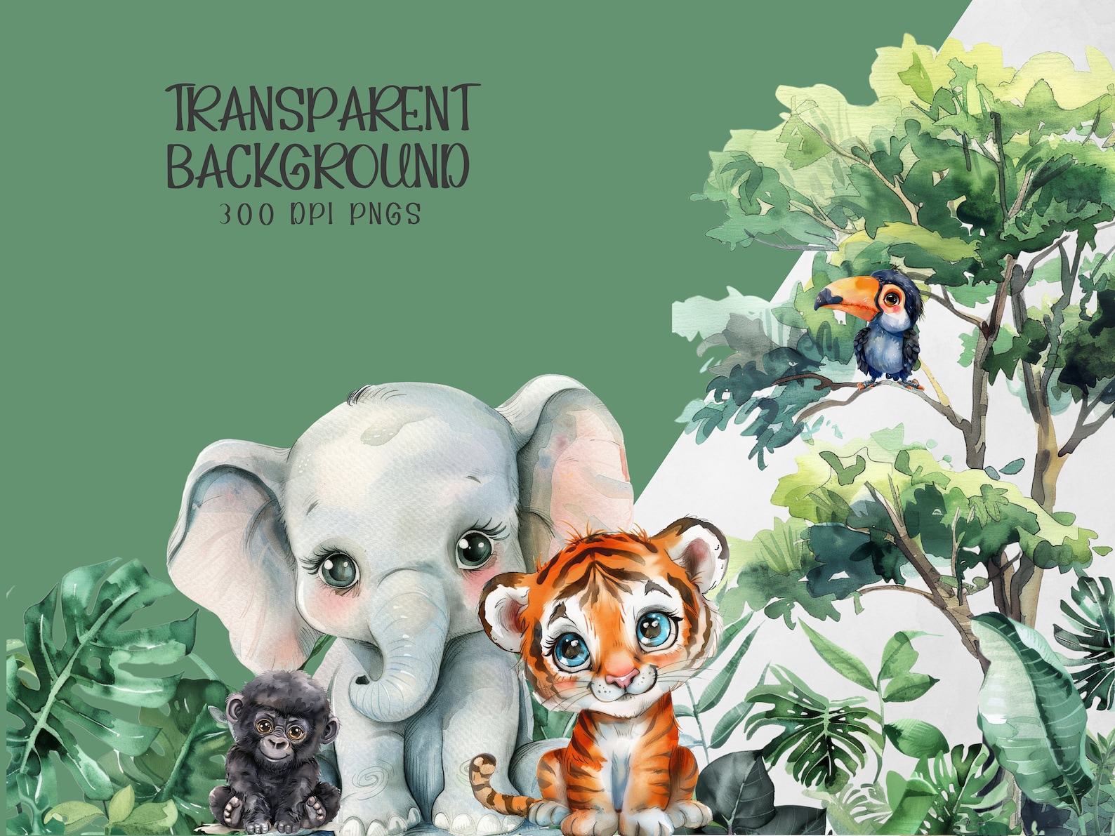 Baby Safari Animals Png | Cute Baby Shower Nursery Decor | Baby Shower ...