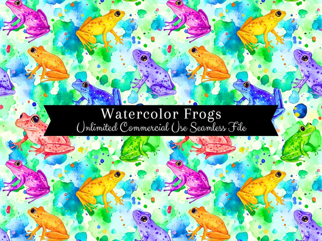 Watercolor Frog Seamless Print | Tropical Frog Seamless Pattern ...